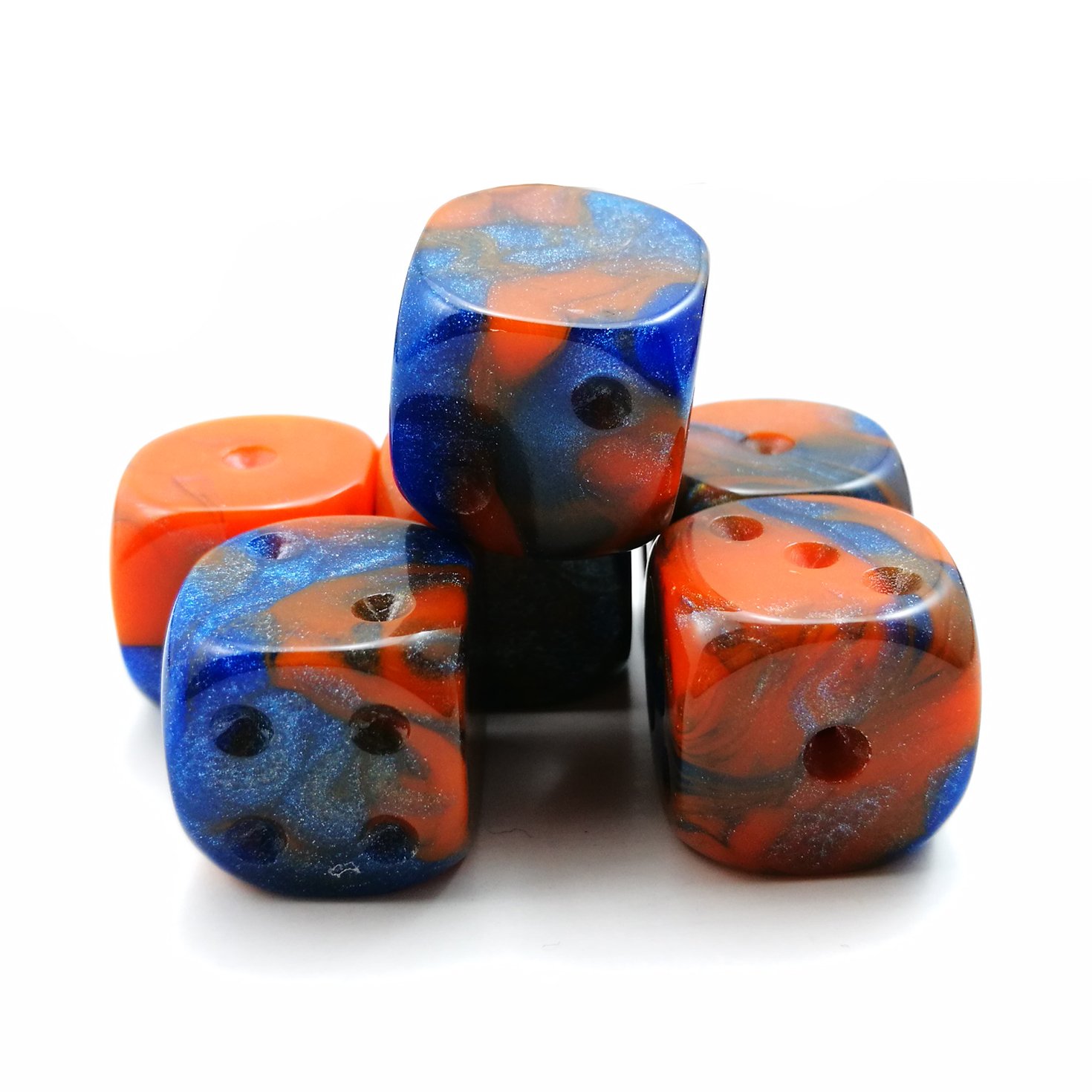 Bescon Unpainted Gemini 16MM Game Dice with Blank 6th Side, 3 Assorted Color Set of 18pcs, Two Tone Dice