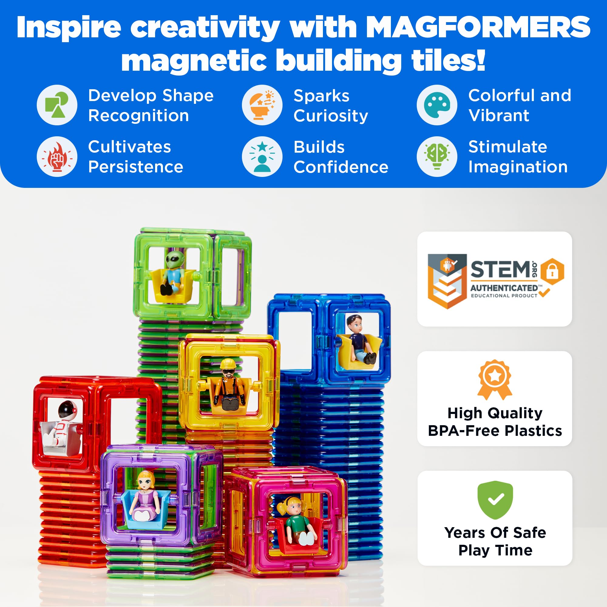 MAGFORMERS Princess Character 6 Pieces Add on, Rainbow Colors, Educational Magnetic Geometric Shapes Tiles Building STEM Toy Set Ages 3+