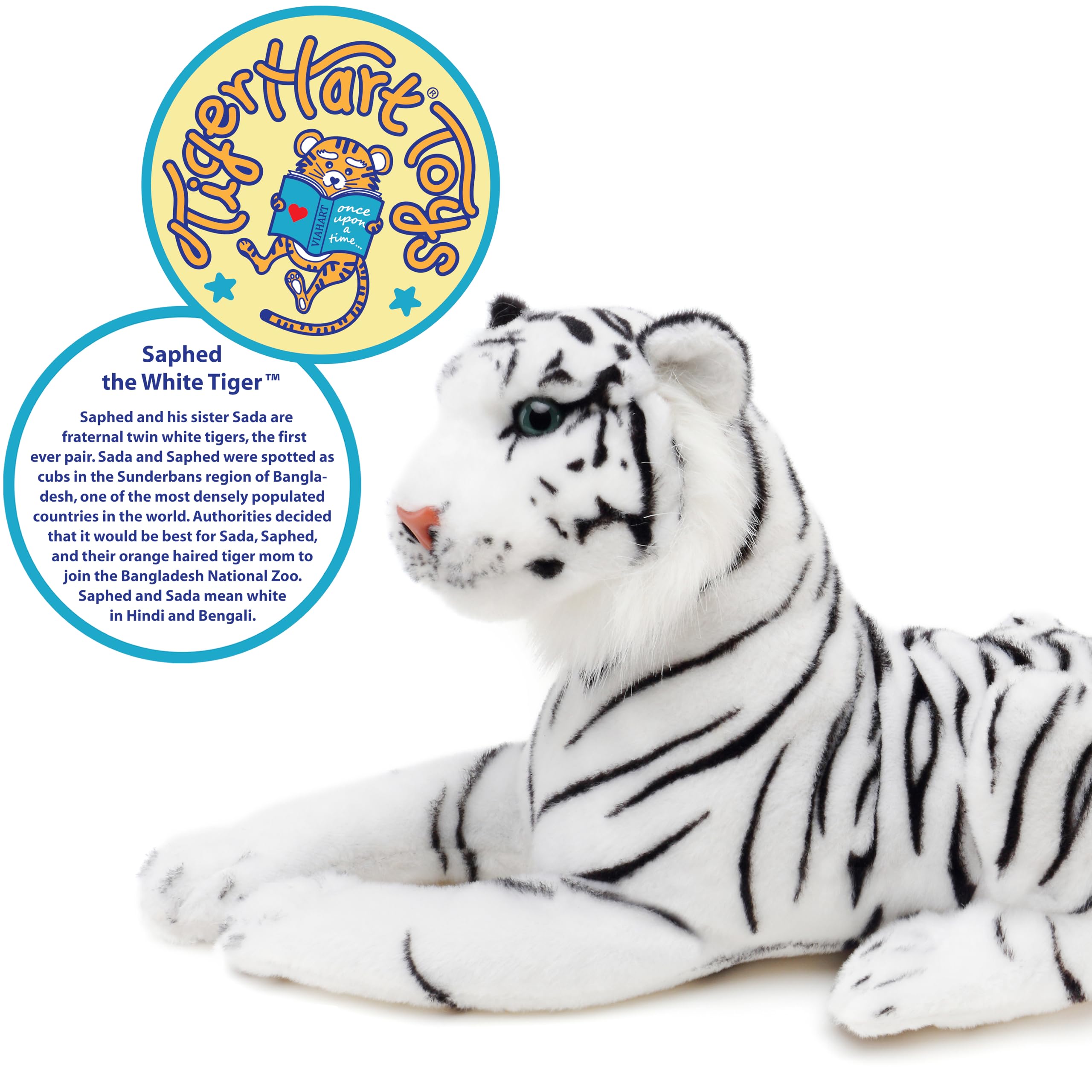 TigerHart Saphed The White Tiger - 17 Inch Stuffed Animal Plush