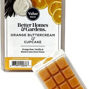 Better Homes and Gardens Scented Wax Cubes Orange Buttercream Cupcake, 5 OZ Package (12 Wax Cubes)