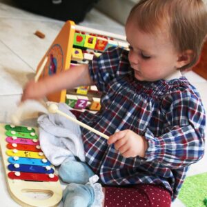 TOWO Wooden Hammer Ball and Xylophone Set - Mallet and Pegs Pound a Ball Tap Bench- Toys for Babies 1 Year Old Baby Boy Girl Toddler Gift - Small Motor Skill Sensory Musical Activity Toys for Kids