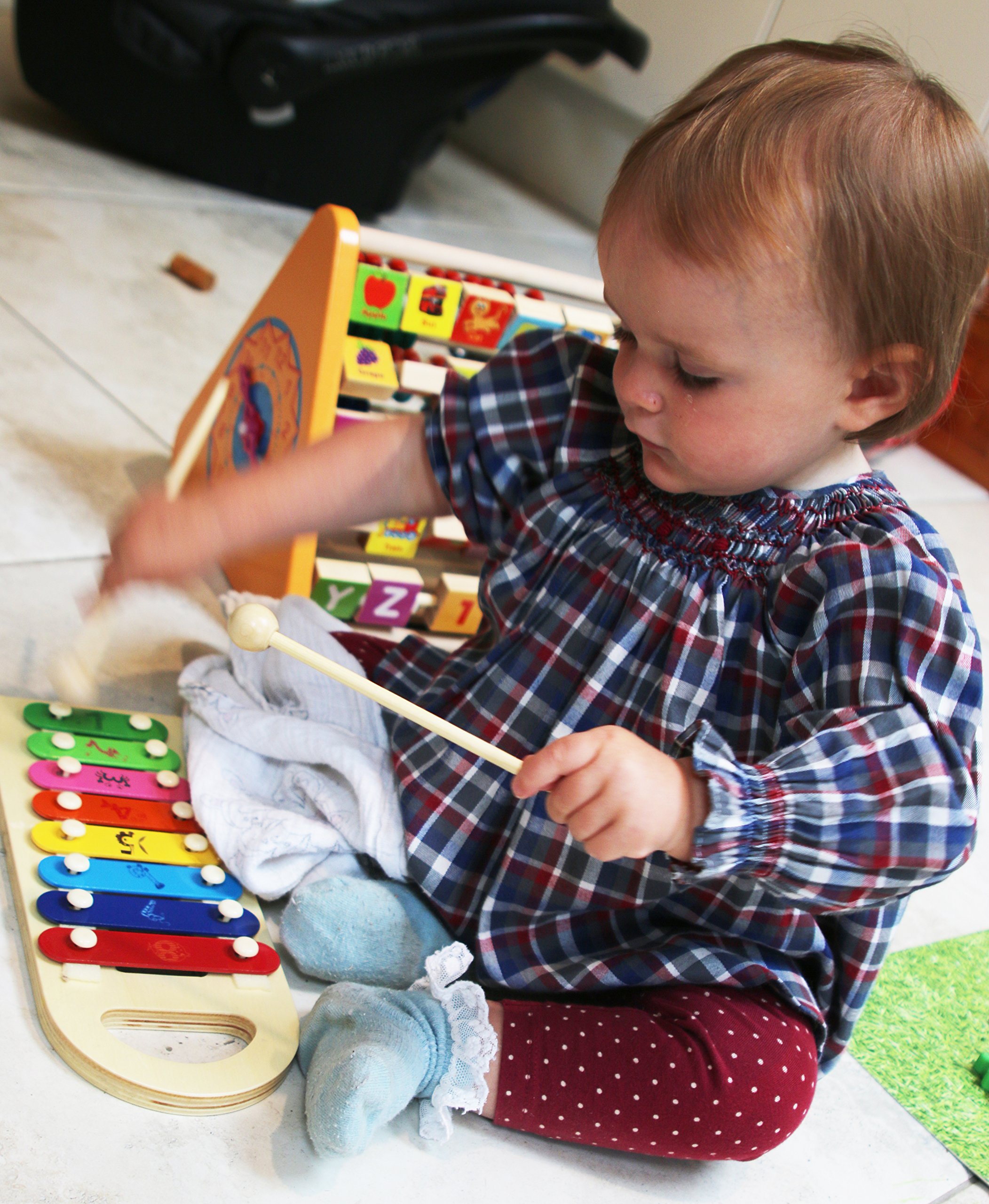 TOWO Wooden Hammer Ball and Xylophone Set - Mallet and Pegs Pound a Ball Tap Bench- Toys for Babies 1 Year Old Baby Boy Girl Toddler Gift - Small Motor Skill Sensory Musical Activity Toys for Kids