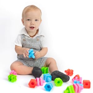 Jumbo Nuts and Bolts for Toddlers - 40 Pcs Screw Toys for Toddlers 1-3 - Occupational Therapy Toys with Storage Tote and Book - Shape Sorter Fine Motor Toys - Manipulatives for Preschoolers