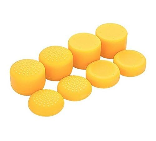 Ambertown Pack of 8 pcs Analog Controller Gamepad Raised Antislip Thumb Stick Grips Thumbsticks Joystick Cap Cover for PS5, PS4, PS3, Switch Pro, Xbox one, Xbox 360, Wii U, PS2 Controller (Yellow)