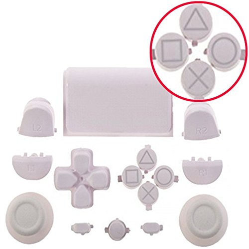 Replacement Full Buttons Custom Mod Kit Set for Sony Playstation 4 PS4 Controller (White)