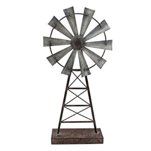 foreside home & garden large metal distressed windmill table decor