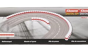 Carrera 20021130 21130 Tire Stacks Guardrail Wall for Digital 124/132/Evolution Slot Car Tracks Realistic Scenery Add On Parts Accessory, White Red