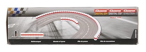 Carrera 20021130 21130 Tire Stacks Guardrail Wall for Digital 124/132/Evolution Slot Car Tracks Realistic Scenery Add On Parts Accessory, White Red