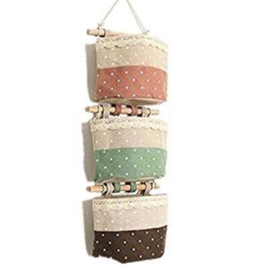 fantasien 3 pack linen hanging storage basket organizer, toy storage cage,wall door closet hanging storage bag organizer,wall mount/over the door magazine storage pockets