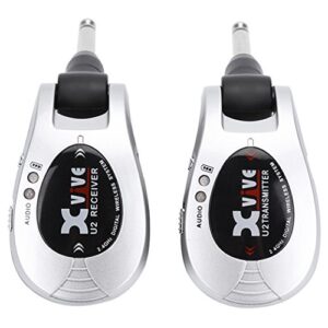 xvive u2 rechargeable 2.4ghz wireless guitar system - digital guitar transmitter receiver (sliver)