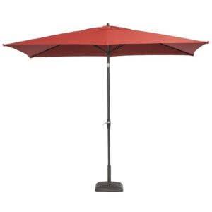 hampton bay 10 ft. x 6 ft. aluminum patio umbrella with push-button tilt (chili)