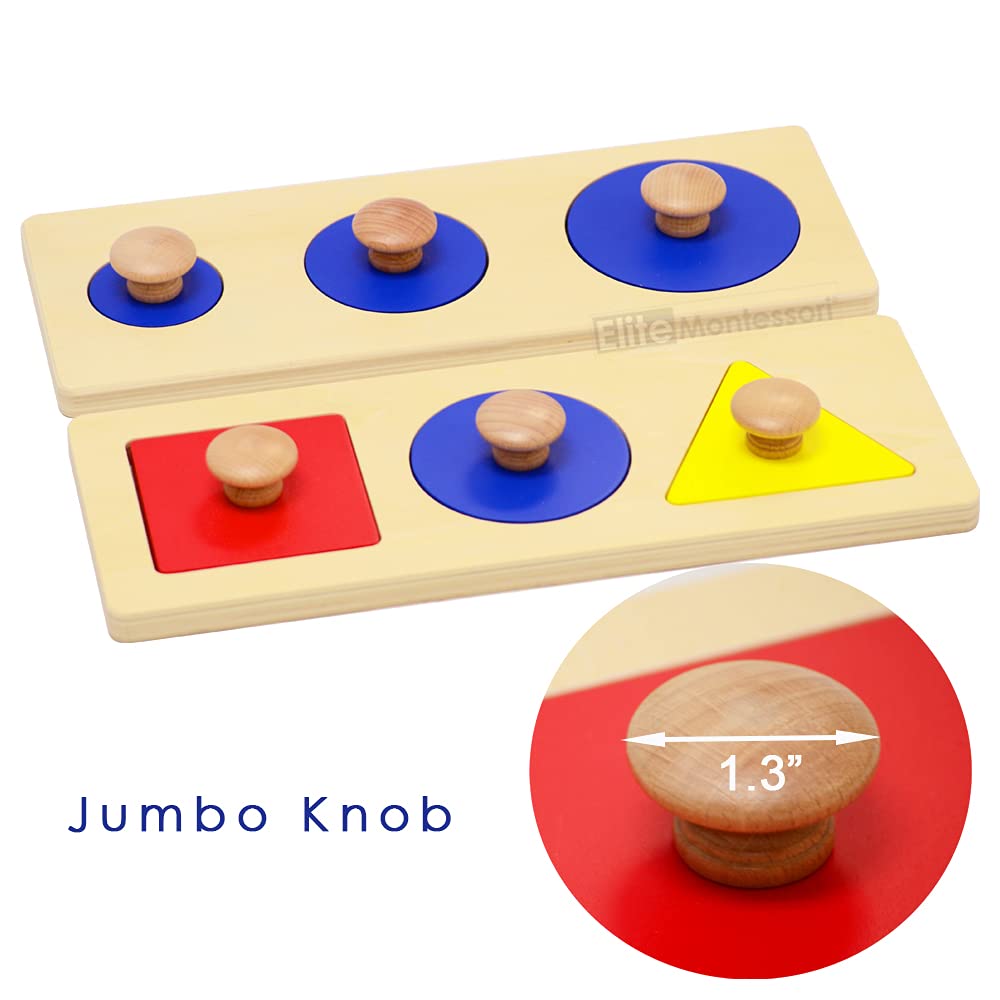 Elite Montessori Single/Multiple Shape Puzzles Jumbo Knob Preschool Toddler Learning Material (Multiple Shape Puzzles)