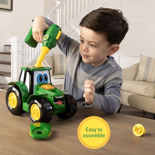 BUILD-A-BUDDY John Deere Tractor Toy and Toy Drill - Toddler STEM Take Apart Toys with 16 Individual Pieces and Kids Tools - Kids Building Toys Ages 3 Years and Up