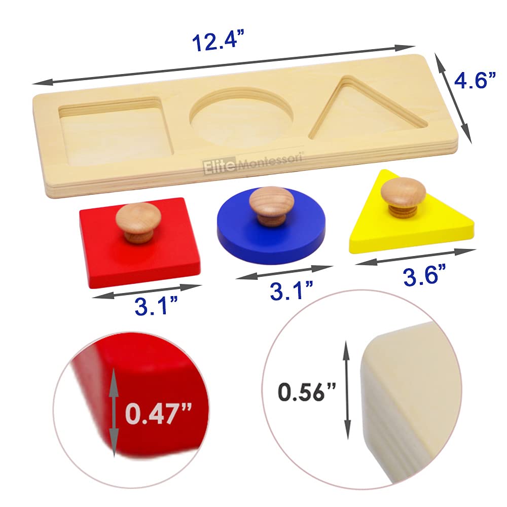 Elite Montessori Single/Multiple Shape Puzzles Jumbo Knob Preschool Toddler Learning Material (Multiple Shape Puzzles)