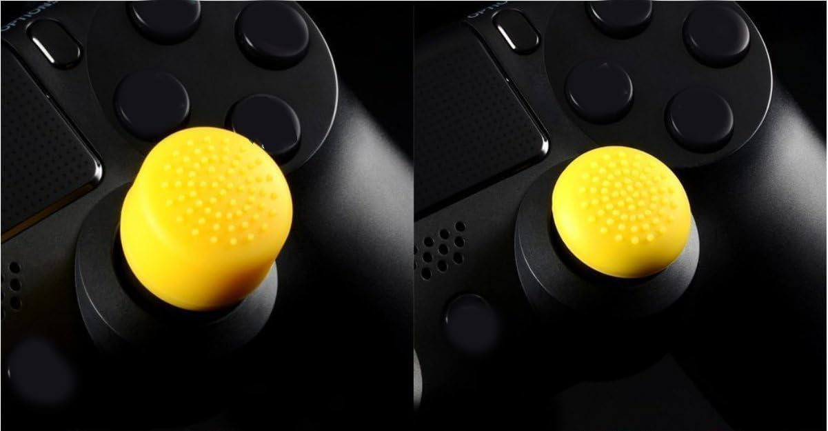 Ambertown Pack of 8 pcs Analog Controller Gamepad Raised Antislip Thumb Stick Grips Thumbsticks Joystick Cap Cover for PS5, PS4, PS3, Switch Pro, Xbox one, Xbox 360, Wii U, PS2 Controller (Yellow)