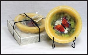 habersham wax pottery bowl, butterfly garden (7 in vessel with stand)