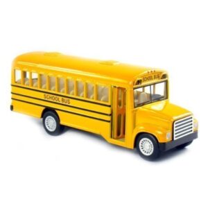 kinsfun 6 inch long-nose school bus die cast metal model toy car w/pullback action