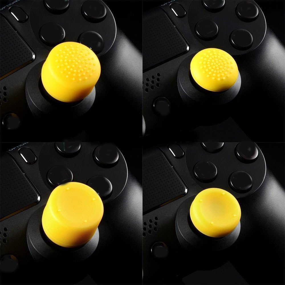 Ambertown Pack of 8 pcs Analog Controller Gamepad Raised Antislip Thumb Stick Grips Thumbsticks Joystick Cap Cover for PS5, PS4, PS3, Switch Pro, Xbox one, Xbox 360, Wii U, PS2 Controller (Yellow)