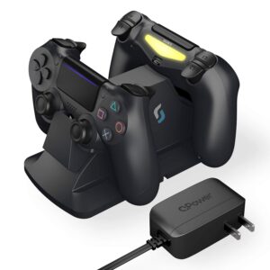 sliq gaming controller charger charging station with qpower ac adapter - fully charge 1 hour