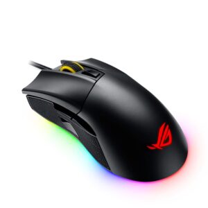 asus optical gaming mouse - p502 rog gladius ii | ergonomic right-hand grip | pc gaming mouse for fps games | 12000 dpi optical sensor | omron switches | 6 buttons | aura sync rgb lighting