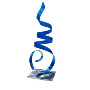 statements2000 modern metal centerpiece, abstract garden decor, contemporary table top accent sculpture - blue sea breeze accent by jon allen - 18"