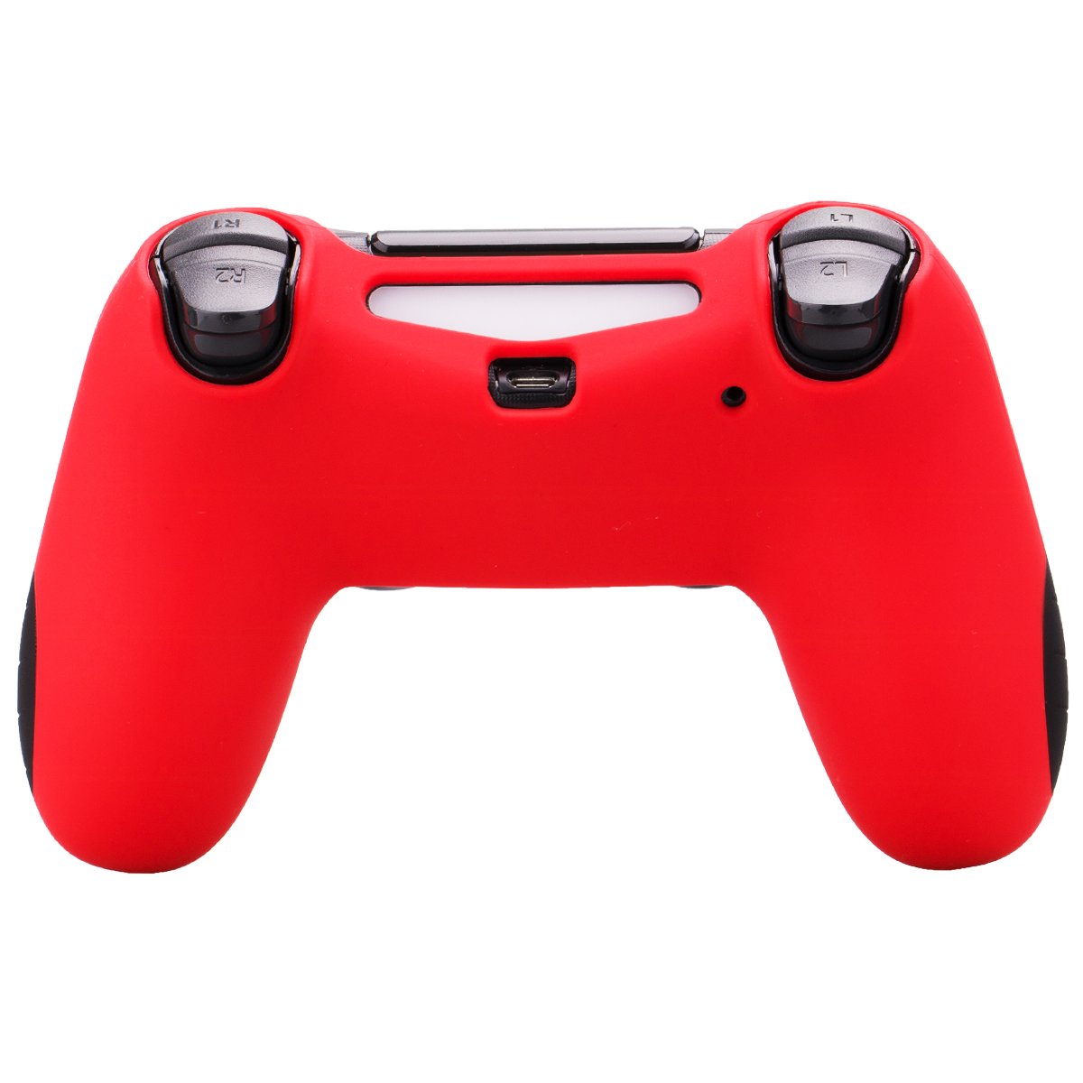 YoRHa Silicone Half Extra Thick Cover Skin Case for Sony PS4/slim/Pro Dualshock 4 Controller x 1(red) with Pro Thumb Grips x 8