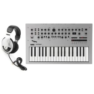 korg minilogue polyphonic analog synth w/ headphones