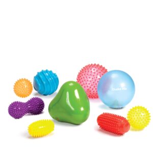 edushape sensory balls for baby - assorted baby balls that help enhance gross motor skills for kids aged 6 months and up - set of 9 vibrant colorful & unique textured balls for baby