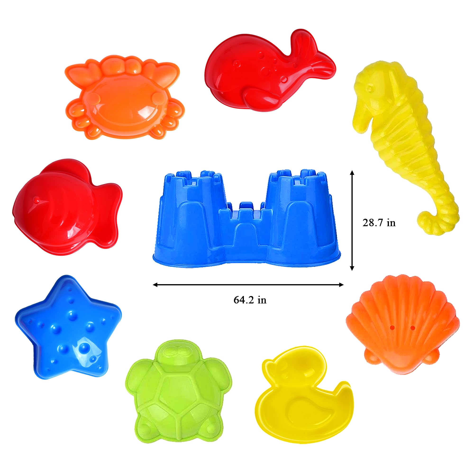 Beach Toys, 19 Piece Sand Toys Set Kids Sandbox Toys Includes Water Wheel Beach Tool Kit Bucket Watering Can Molds Sand Toys Mesh Bag for Travel, Beach Toys for Kids Ages 3-13