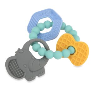 nuby chewy charms key silicone teether, neutral, 1 count (pack of 1)