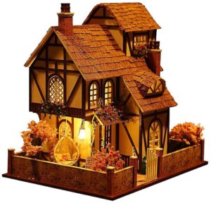 diy miniature dollhouse kit with music box rylai 3d puzzle challenge for adult kids (flower town)