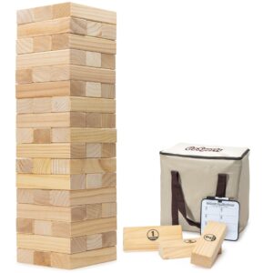 gosports large wooden toppling tower - stacks up to 3 ft - natural wood