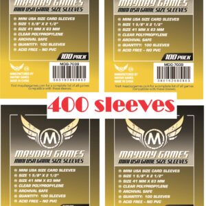 Mayday Games 7039 Clear Sleeves 41x63mm Mini USA Size (4x100 Pack, 400 sleeves)