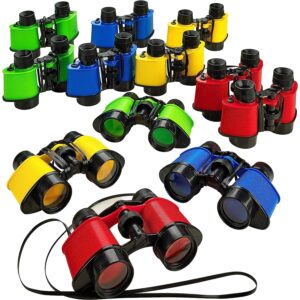 kicko pack of 12 binoculars toy for kids - 3.5"x5" kids binoculars for bird watching and jungle pretend play - forest guard costume - safari party favors and educational adventure gifts for children