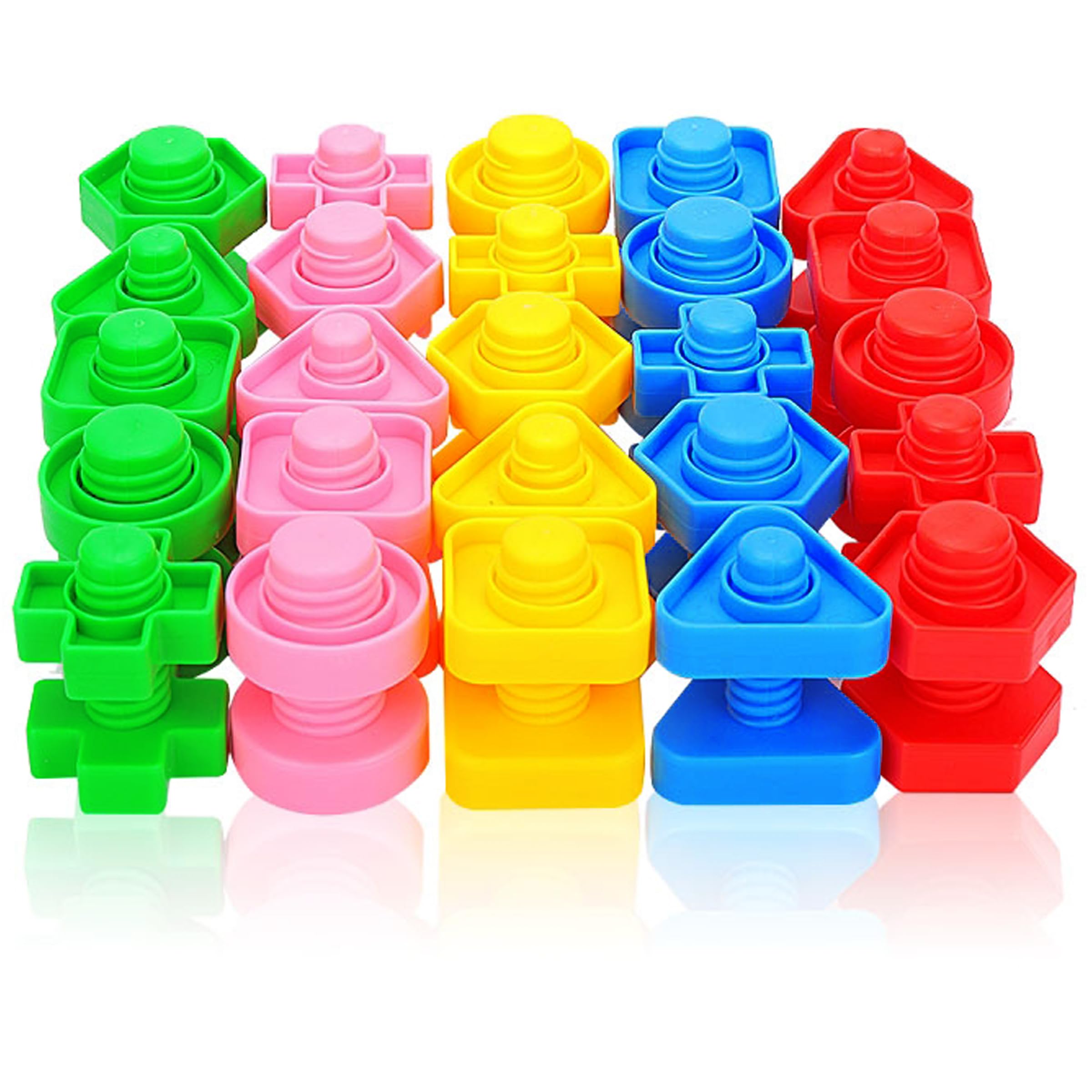 Jumbo Nuts and Bolts for Toddlers - 40 Pcs Screw Toys for Toddlers 1-3 - Occupational Therapy Toys with Storage Tote and Book - Shape Sorter Fine Motor Toys - Manipulatives for Preschoolers