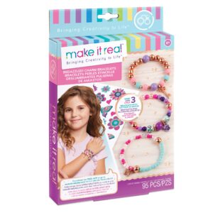 make it real: bedazzled! charm bracelets kit - blooming creativity - create 3 unique bracelets, 104 pieces, includes play tray, all-in-one, diy jewelry kit, tweens & girls, arts & crafts, ages 8+