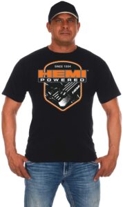 men's hemi powered t-shirt black short sleeve crew neck shirt (2x, black)