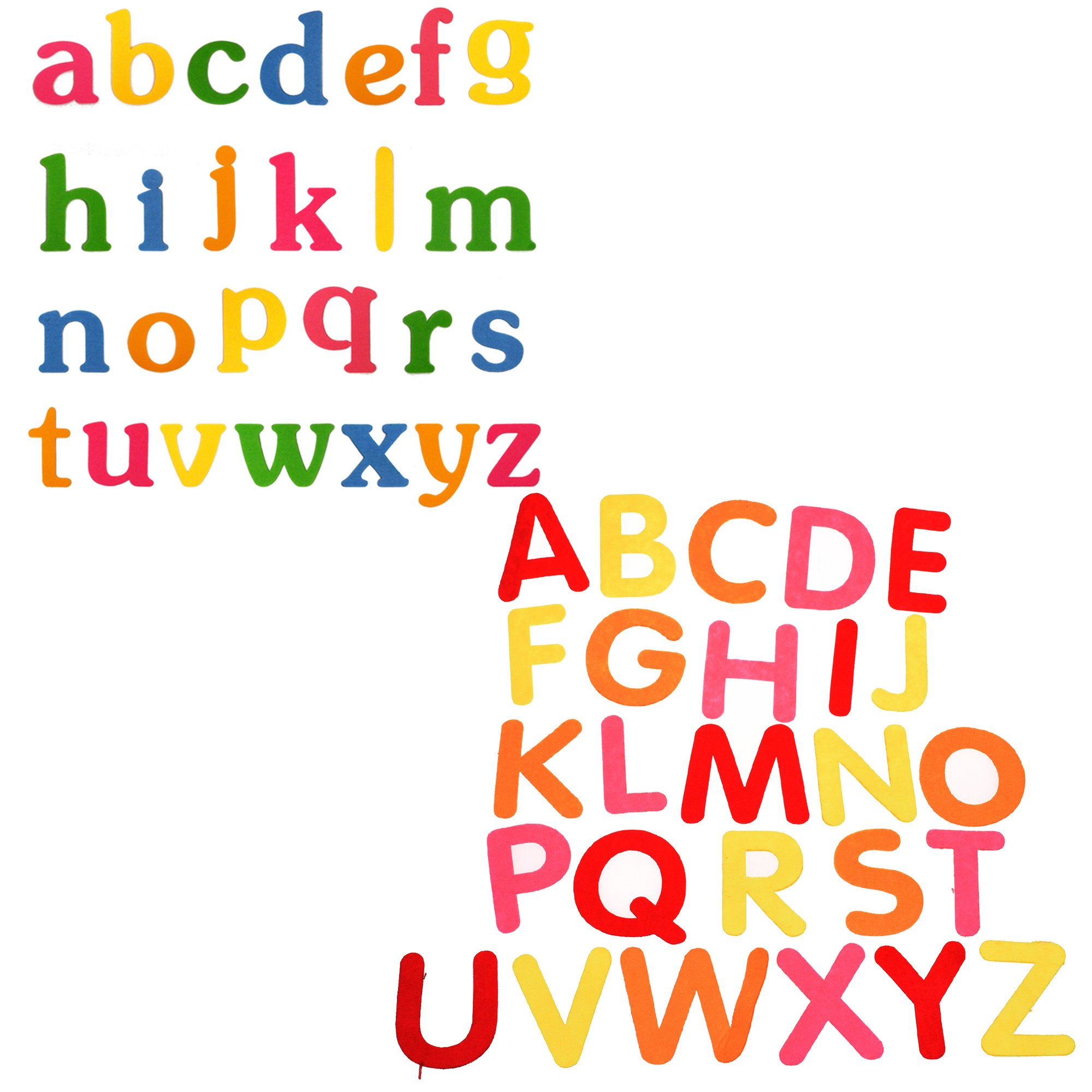 BLUECELL BCP Random Color Set A to Z Lowercase Letters Alphabet Felt Letters + Set A to Z Uppercase Letters Felt Letters