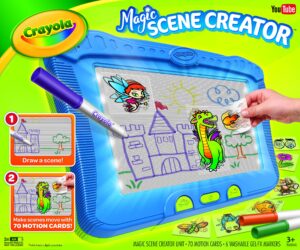 crayola magic screen creator, 6 gel fx markers,coloring board for kids, 70 action cards, creative gift, (model: 04-6701)