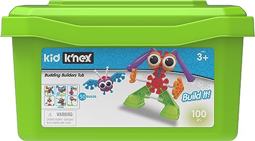 KID K’NEX – Budding Builders Building Set – 100 Pieces – Ages 3 and Up – Preschool Educational Toy