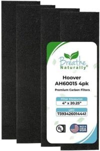 breathe naturally - extra thick replacement carbon pre-filters compatible with hoover ah60015, wh10040, wh10060 - premium carbon filter replacement - made in usa - perfect for home & office(4 pack)