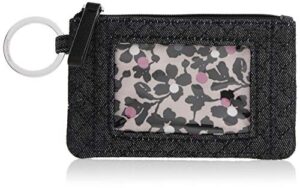 vera bradley women's denim zip id case wallet, navy, one size