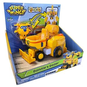 Super Wings 7" Donnie's Dozer Playset with 2" Transform-a-Bot Donnie Mini Figure, Transforming Airplane Toy Vehicle, Plane to Robot, Birthday Gift For Preschool Kids 3 4 5 year old Boys And Girls