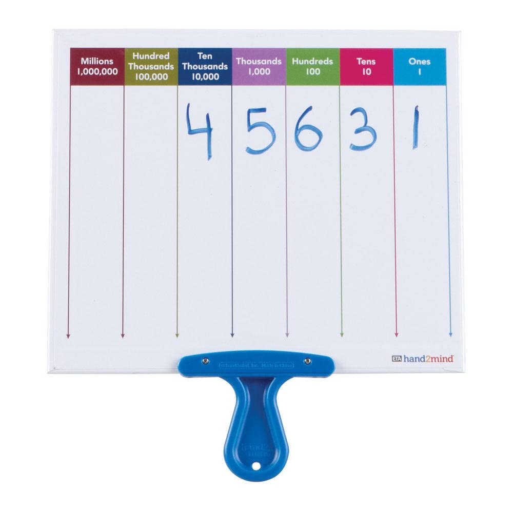 hand2mind Place Value Answer Board, Dry Erase Board Sets, Dry Erase Paddles, Math Classroom Supplies, Base 10 Math Manipulatives for Elementary School, 1st Grade Math Materials (Pack of 4)