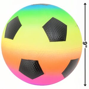 Rhode Island Novelty 9 Inch Rainbow Soccer Playground Ball, One per Order