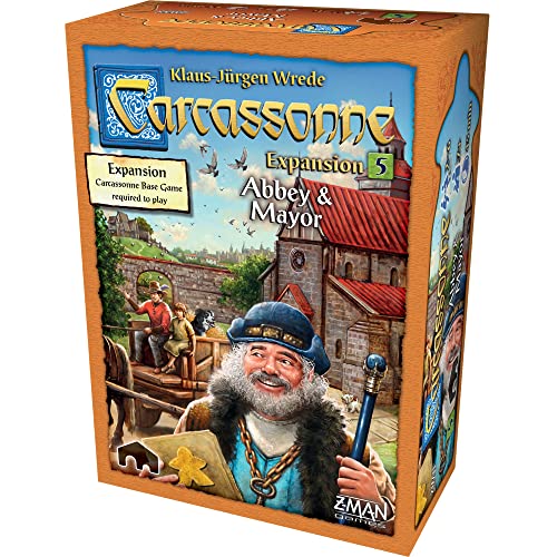 Carcassonne Abbey & Mayor Board Game EXPANSION - Unleash New Strategies and Characters! Medieval Strategy Game for Kids and Adults, Ages 7+, 2-6 Players, 45 Minute Playtime, Made by Z-Man Games