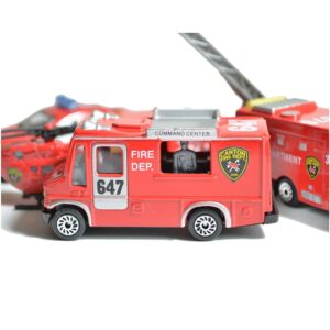 BOHS 5-Pack Fire & Emergency Rescue Vehicles Set - Die-Cast Metal Miniatures - Aerial Ladder Firetruck, Rescue Helicopter, Water Tank Fire Engine, Patrol Car & Command Center