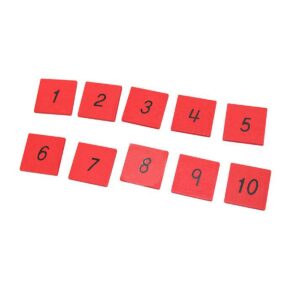 YHZAN Montessori Mathematics Material - Small Numerical Rods with Number Tiles Order of Number and Quanlity Learning Blue Red Color W/Wooden Box Family Version