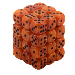 DND Dice Set-Chessex D&D Dice-12mm Vortex Orange and Black Polyhedral Dice Set-Dungeons and Dragons Dice Includes 36 Dice – D6, Various (CHX27833)