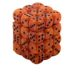 dnd dice set-chessex d&d dice-12mm vortex orange and black polyhedral dice set-dungeons and dragons dice includes 36 dice – d6, various (chx27833)